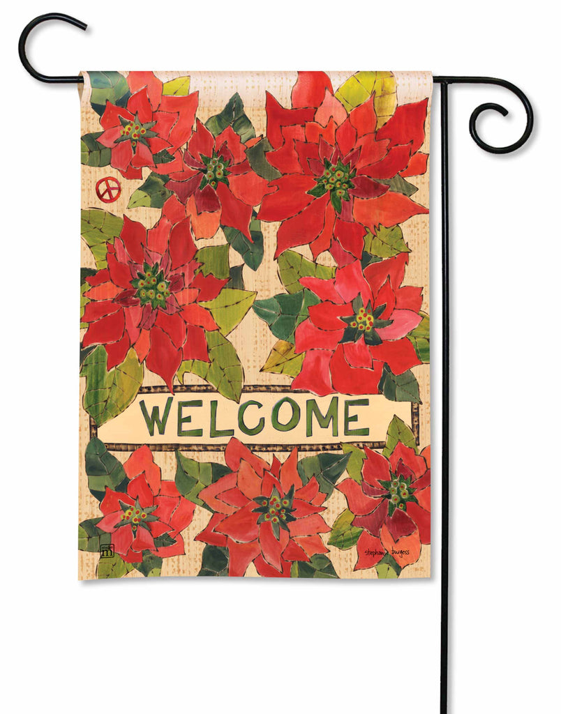 Welcome With Winter Poinsettias Banner/ Flag Small – Painted Peace ...